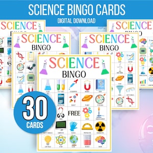 Science Bingo, 30 Printable Science Bingo Cards, Chemistry Bingo, Mad ...