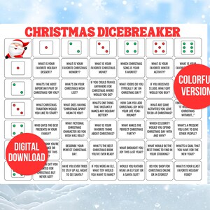 Christmas Dicebreaker, Icebreaker Game, Christmas Games, Christmas ...