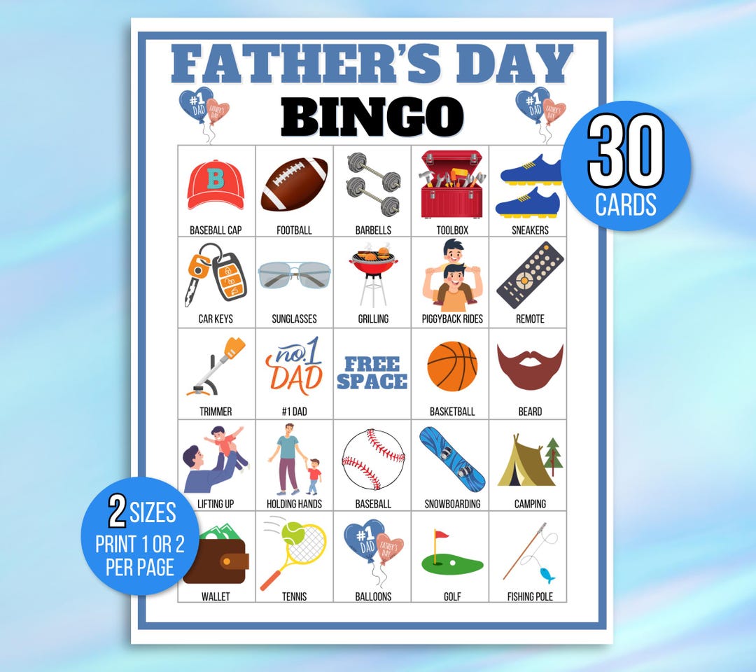 Printable Father's Day Bingo, 30 Father's Day Bingo Cards, Father's Day ...