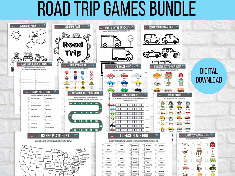 Kids Road Trip Games Printable Travel Activities Road Trip - Etsy