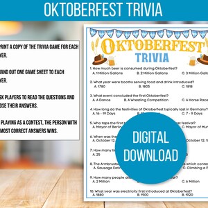 Oktoberfest Trivia Game, Oktoberfest Trivia Quiz, Oktoberfest Games ...