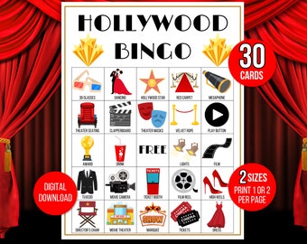 Movie Bingo, 50 Movie Bingo Cards, Movie Night Activity Bingo, Cinema ...