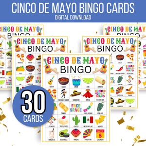 Cinco De Mayo Bingo, 30 Printable Cinco De Mayo Bingo Cards, Cinco De ...