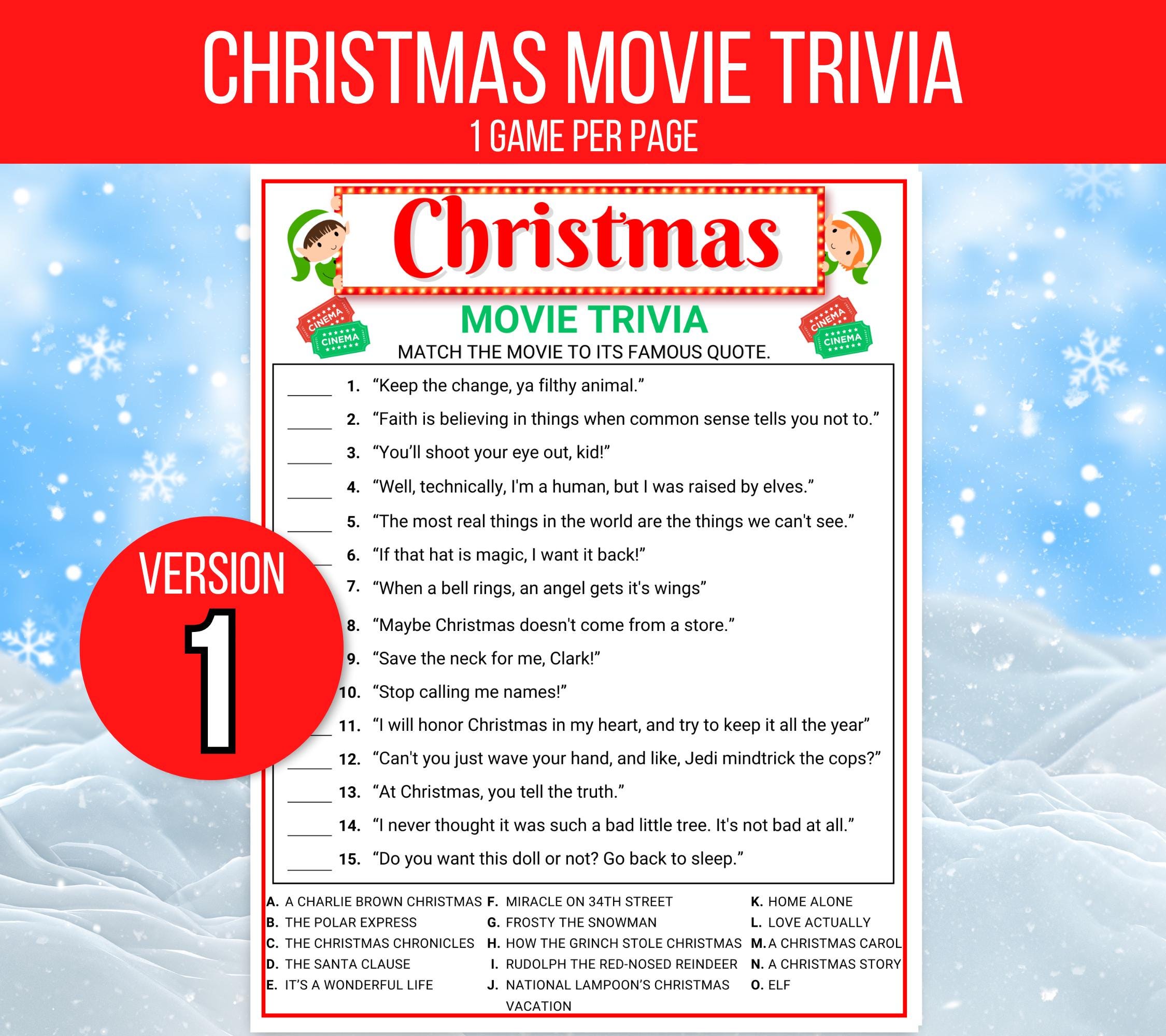 Christmas Movie Quote Trivia Game, Christmas Movie Trivia, Christmas ...