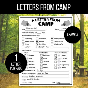 Letters From Camp, Summer Camp Letters, Printable Letter From Camp ...