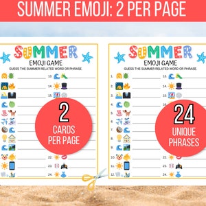 Summer Emoji Game, Emoji Summer Game, Beach Emoji Game, Summer Game ...