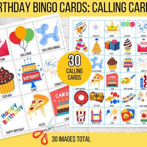 Birthday Bingo, 30 Birthday Party Bingo Cards, Birthday Game, Happy Birthday Bingo Board Game ...