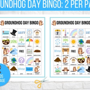 Groundhog Day Bingo, 30 Printable Groundhog Day Bingo Cards, Groundhog ...