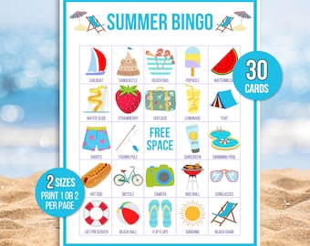 Summer Bingo Game for Kids, Printable Summer Bingo Cards, Summer Bingo ...