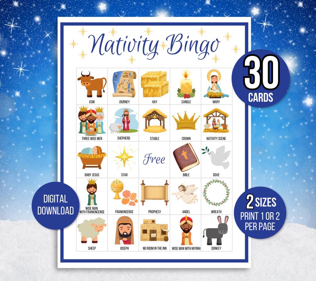 Buy Nativity Bingo, 30 Nativity Bingo Cards, Christmas Bingo, Christmas ...