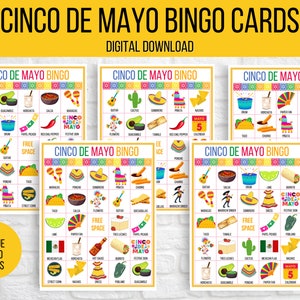 Cinco De Mayo Bingo 30 Printable Cinco De Mayo Bingo Cards - Etsy