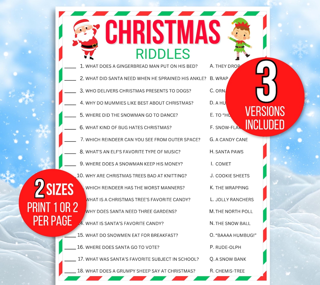 Christmas Riddles Game, Holiday Riddle Game, Fun Christmas Game ...