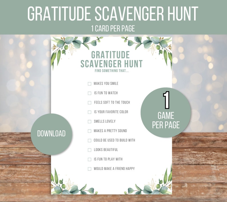 Gratitude Scavenger Hunt, Gratitude Scavenger Hunt for Kids, Gratitude ...