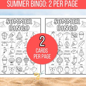 Summer Bingo, 20 Summer Bingo Cards, Coloring Bingo Game, Summer Game ...