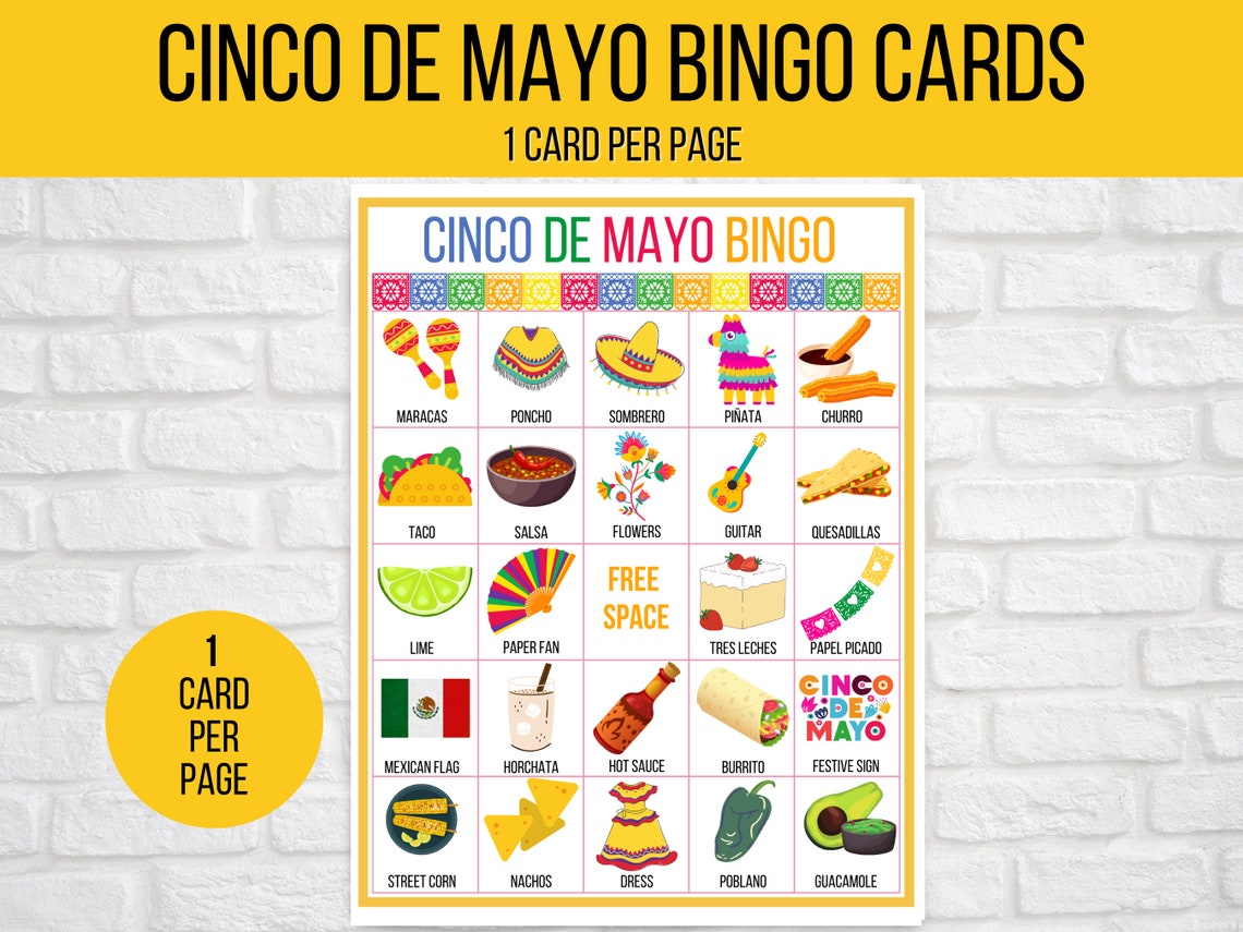Cinco De Mayo Bingo 30 Printable Cinco De Mayo Bingo Cards - Etsy
