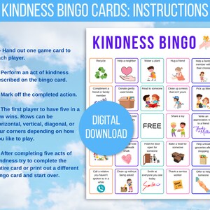 Kindness Bingo, 3 Kindness Bingo Cards, Acts of Kindness Bingo, Kid's ...