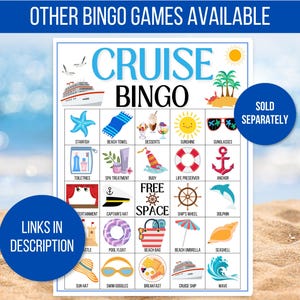 Cruise Bingo, 50 Printable Cruise Bingo Cards, Cruise Ship Activities ...