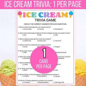 Ice Cream Trivia Game, Ice Cream Game, Ice Cream Social Game,ice Cream ...