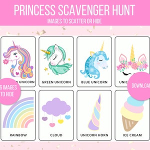 Unicorn Scavenger Hunt, Printable Unicorn Party Game, Unicorn Birthday ...