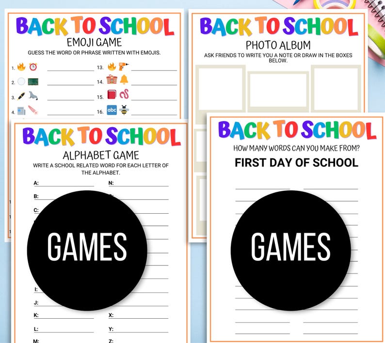 Back to School Games, Back to School Game Bundle, Back to School ...