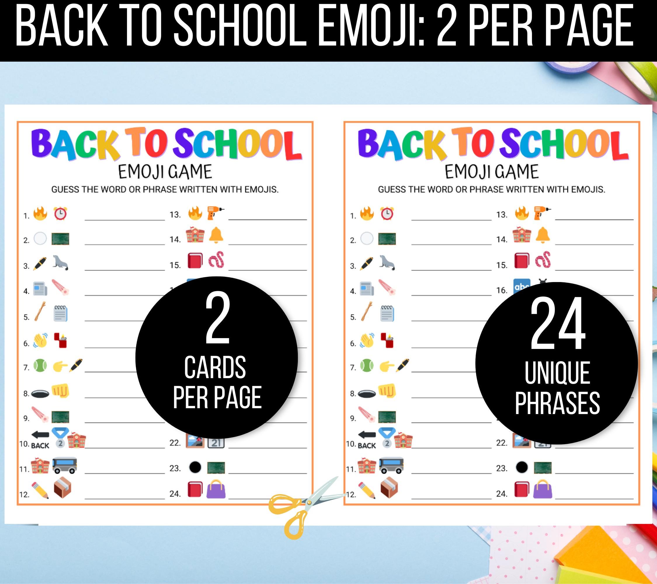 Back to School Emoji Game, Emoji School Game, School Emoji Game, Back ...