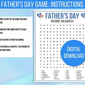 Father's Day Word Search, Printable Father's Day Game, Father's Day ...
