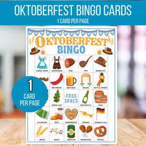 Oktoberfest Bingo, 30 Oktoberfest Bingo Cards, Oktoberfest Games ...