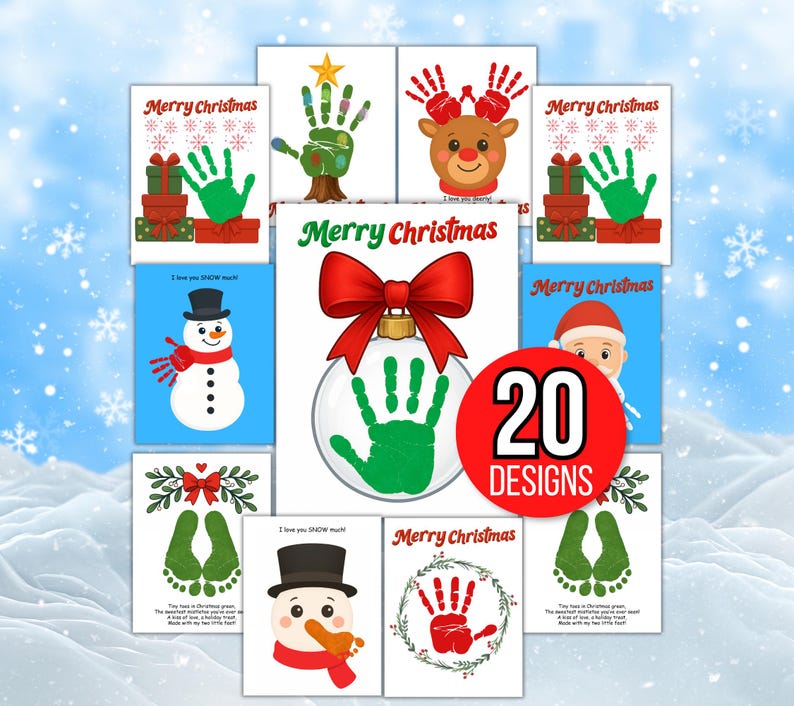 Christmas Handprint Keepsake Bundle, Christmas Handprint Art, Handprint ...