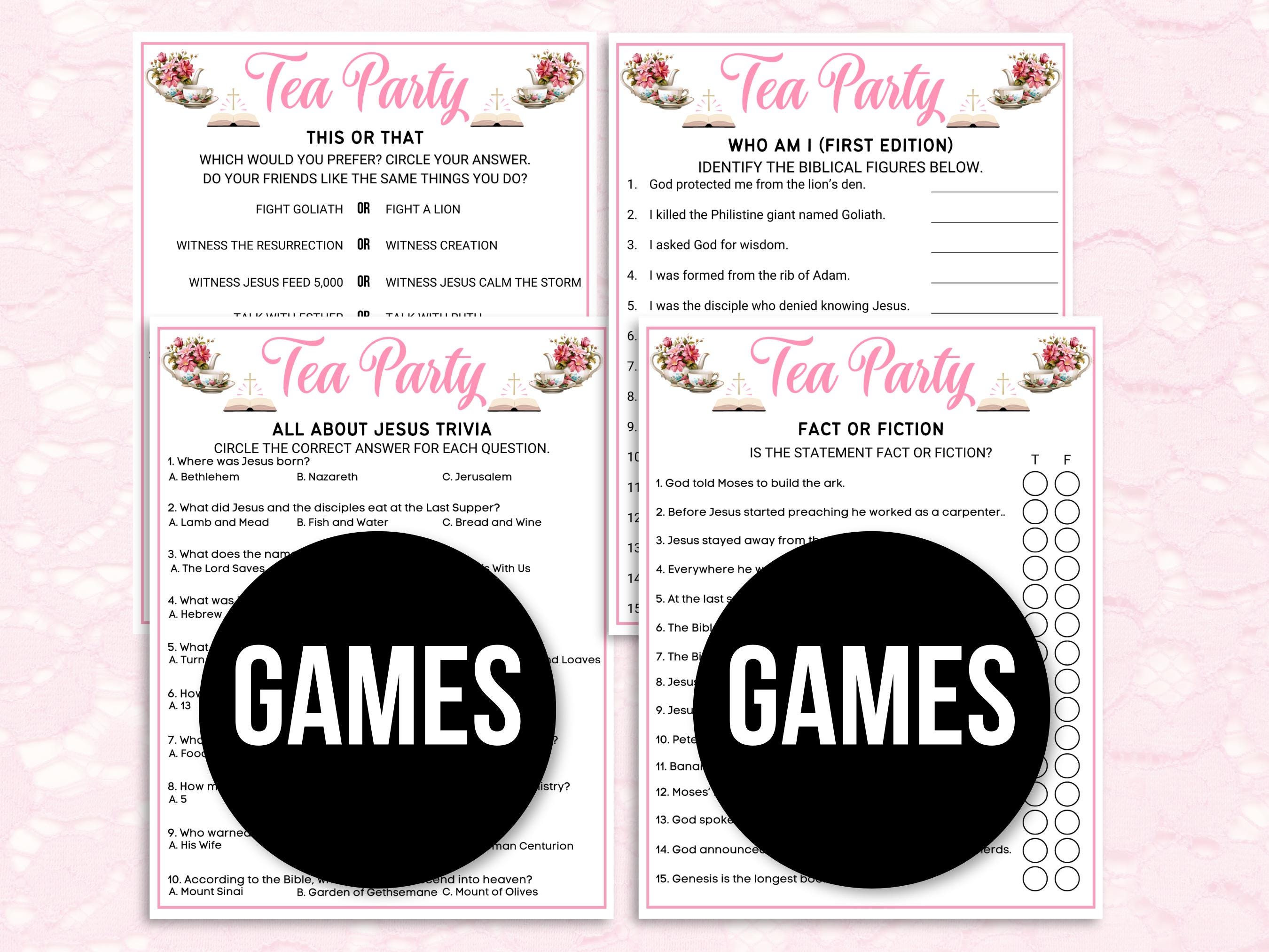 Christian Tea Party Games, Bible Tea Party Games, Women's Ministry Tea ...
