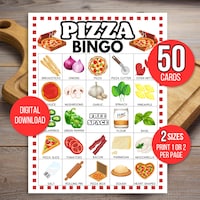Pizza Bingo, Pizza Party Bingo, 50 Printable Pizza Bingo Cards, Pizza ...