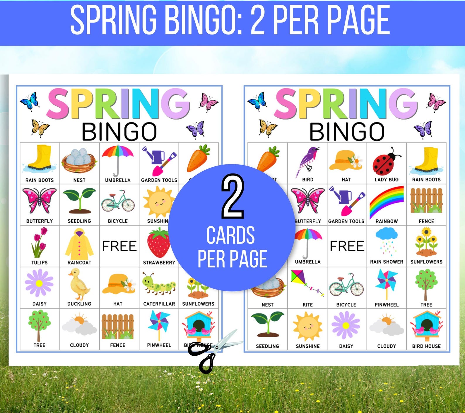 Spring Bingo, 30 Printable Spring Bingo Cards, Spring Party Game ...