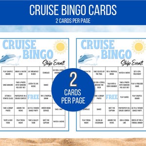 Cruise Bingo, 50 Printable Cruise Bingo Cards, Cruise Ship Activities ...