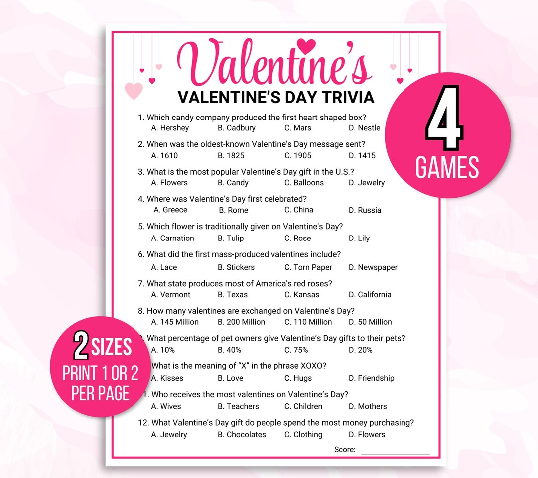 Valentine's Day Trivia Games, Valentine's Day Trivia, Fun Valentine's ...