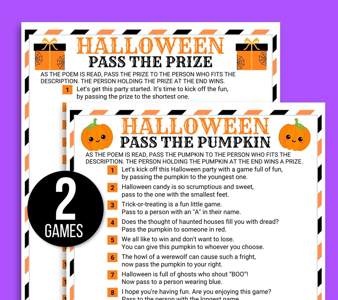Pass the Pumpkin Game, Halloween Pass the Prize Game, Halloween Party ...