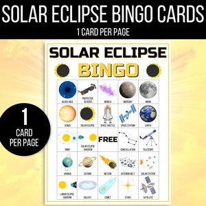 Solar Eclipse Bingo, 40 Printable Solar Eclipse Bingo Cards, Space ...