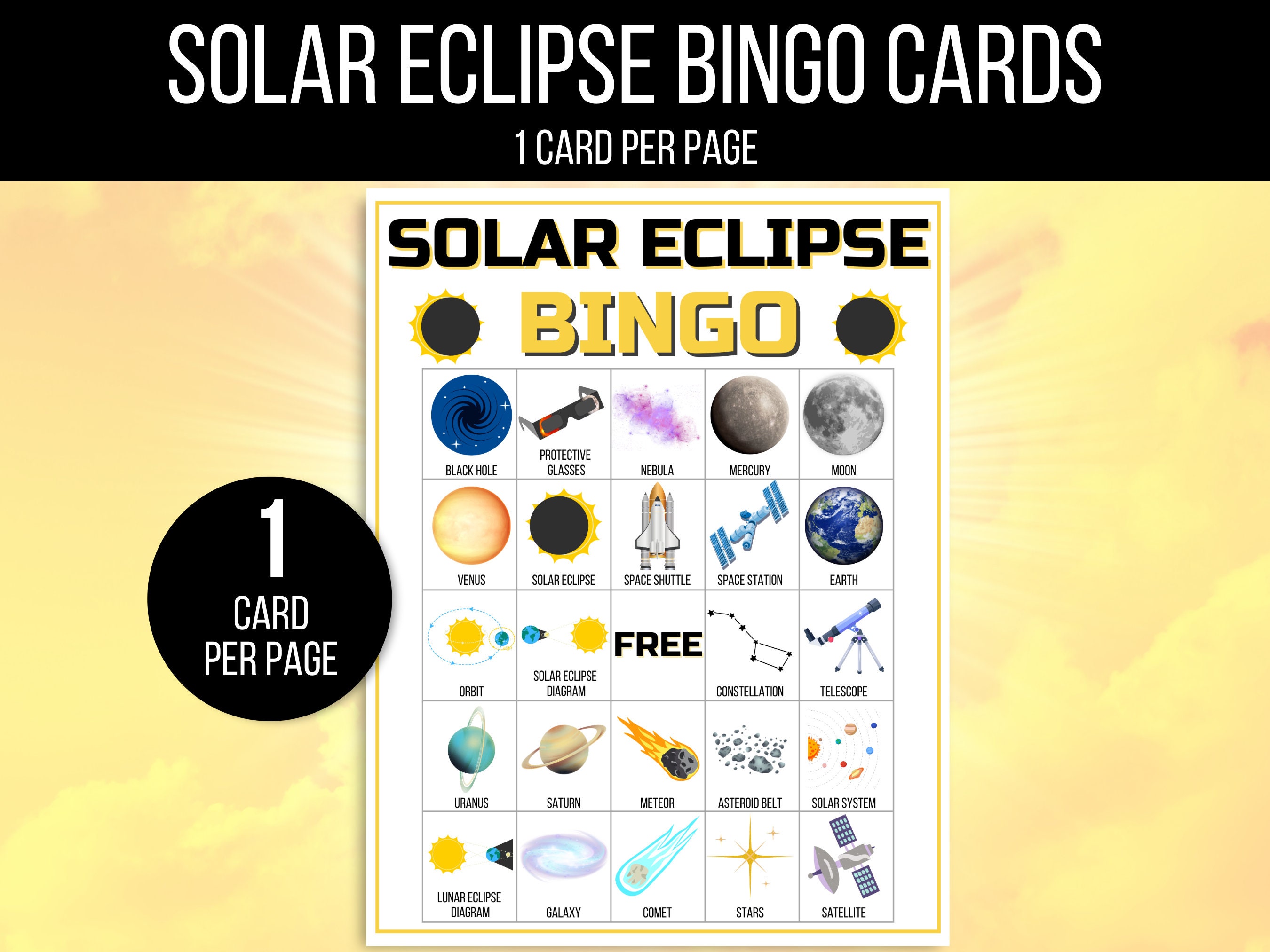 Solar System Bingo Cards