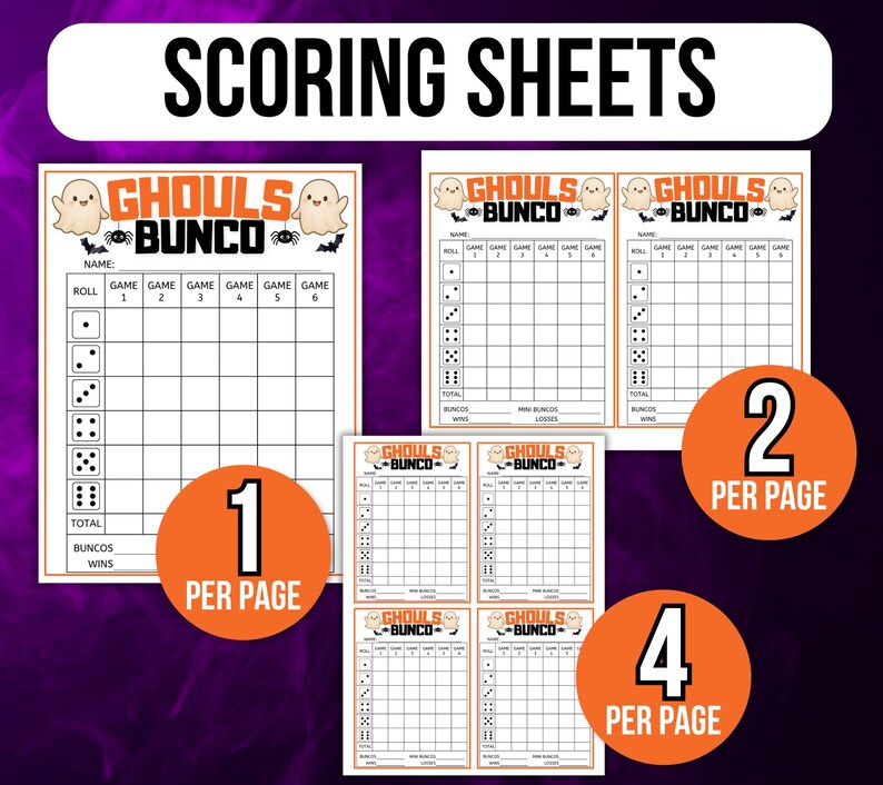 Halloween Bunco Score Sheet, Halloween Bunco Tally Sheets, Halloween ...