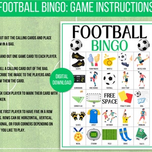 Football Bingo, 30 Football Bingo Cards, Soccer Game, Soccer Activity ...