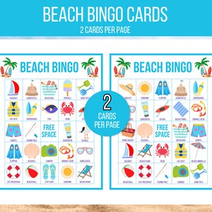 Beach Bingo, Fun in the Sun Bingo, 30 Printable Beach Bingo Cards ...