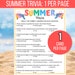 Summer Trivia Game, Summer Trivia Quiz, Printable Summer Game, Summer ...