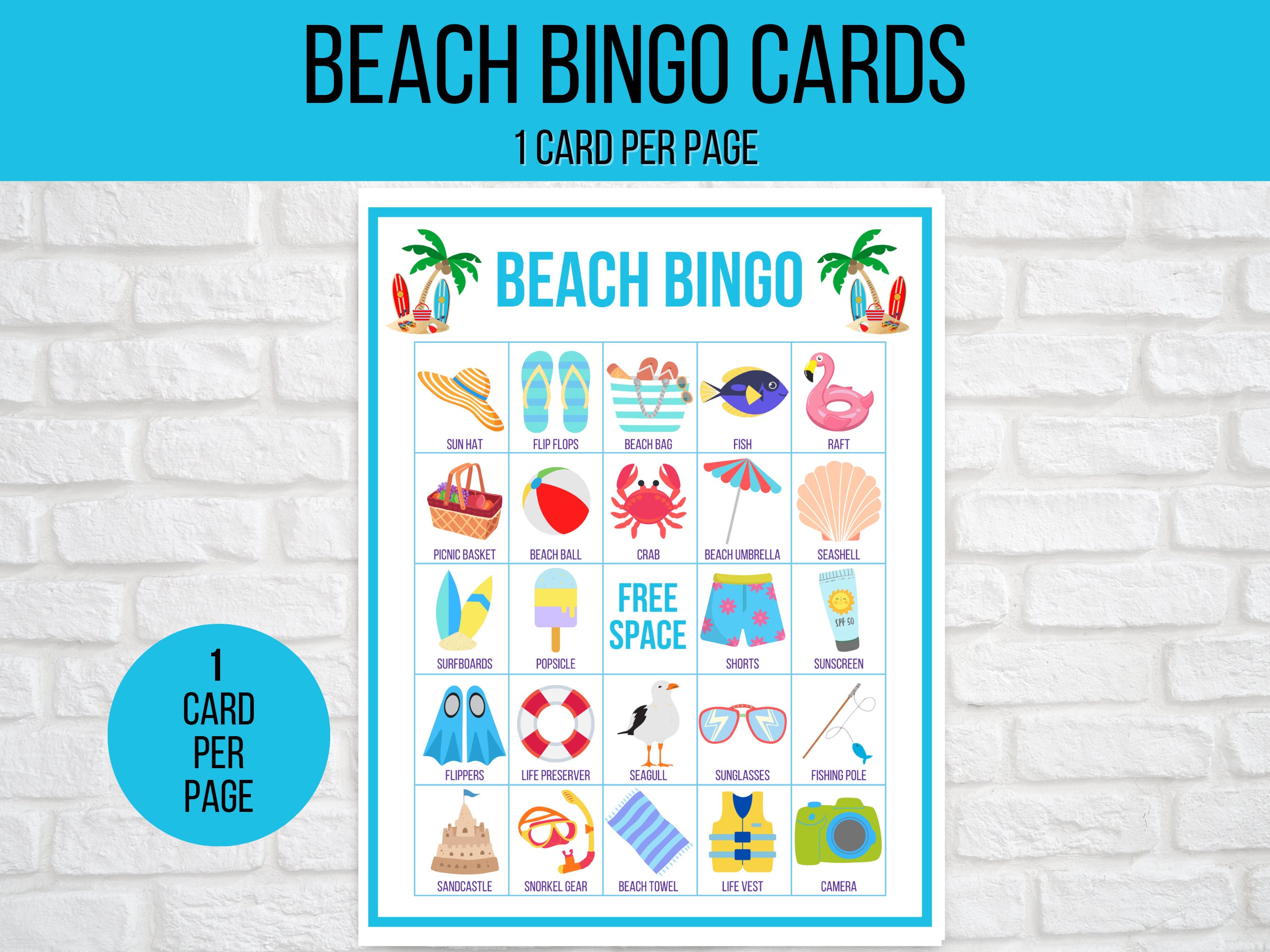 Beach Bingo Fun in the Sun Bingo 30 Printable Beach Bingo - Etsy