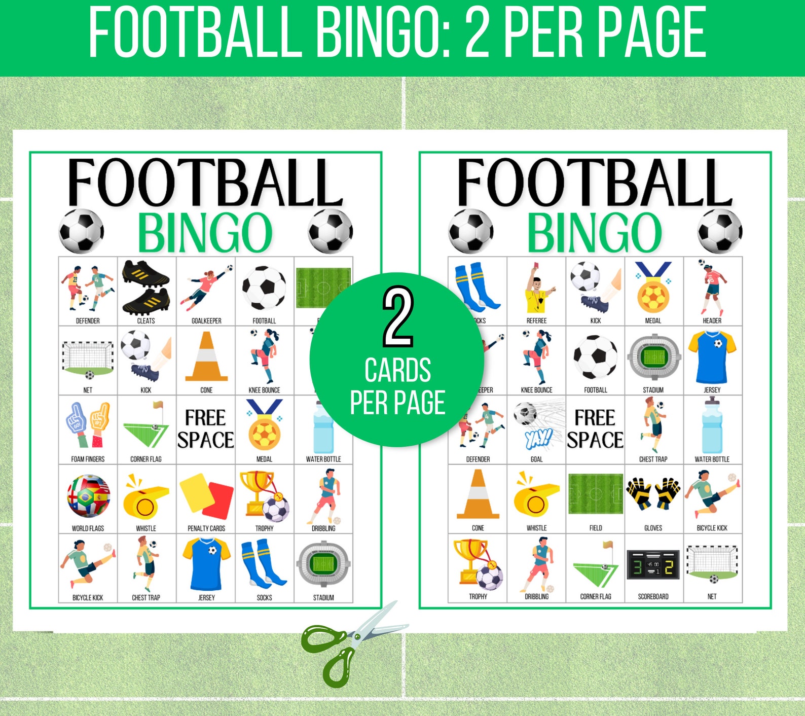 Football Bingo, 30 Football Bingo Cards, Soccer Game, Soccer Activity ...