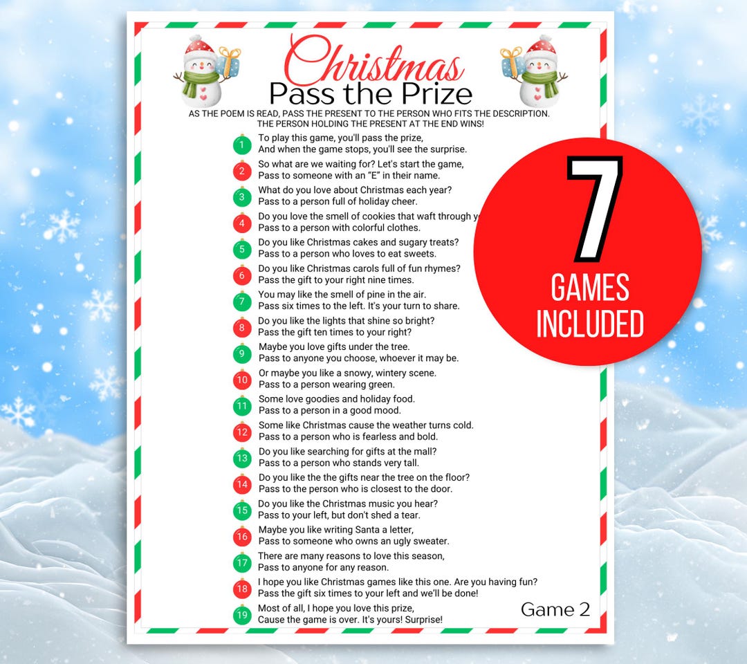 Christmas Pass the Prize Game, Christmas Pass the Present Game ...