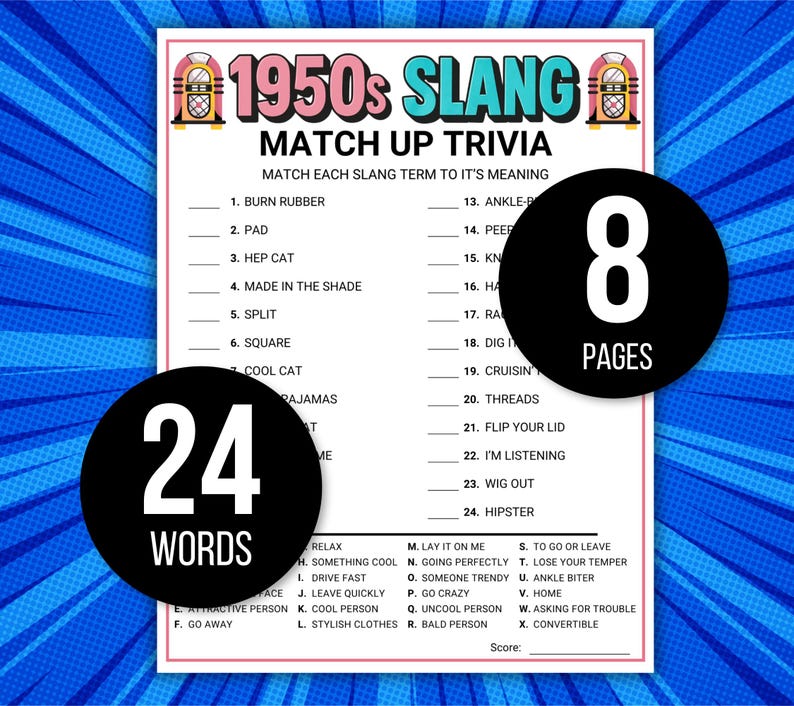 Slang by the Decades Game Bundle, Decade Trivia Night Games, Decade ...
