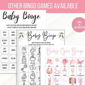 100 Baby Shower Bingo Cards, Baby Girl Bingo Game Cards, Baby Gift ...