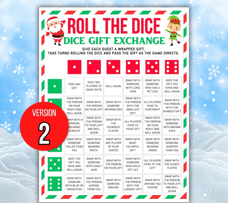 Roll the Dice Holiday Gift Exchange Games, Fun Christmas Games ...