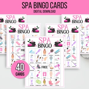 Spa Bingo, 40 Spa Bingo Cards, Spa Birthday Party Game, Girls Party ...