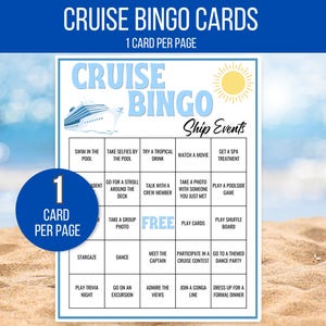Cruise Bingo, 50 Printable Cruise Bingo Cards, Cruise Ship Activities ...