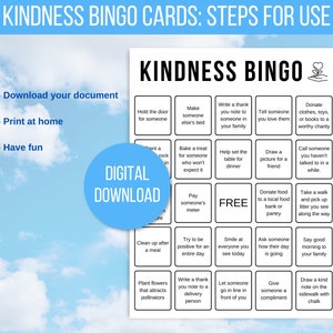 Kindness Bingo, 3 Kindness Bingo Cards, Acts of Kindness Bingo, Kid's ...