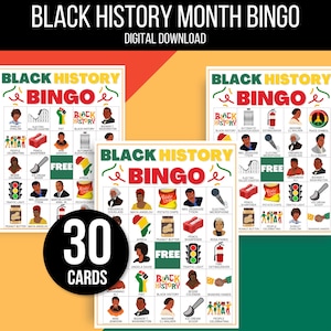 Black History Bingo, Black History Games, Black History Month Bingo, 30 ...
